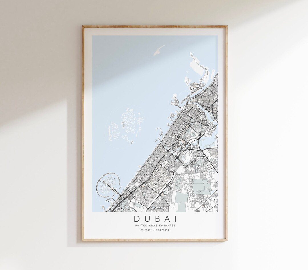 Dubai Map Print, Dubai Poster, Dubai City Map, Dubai UAE Map Poster ...