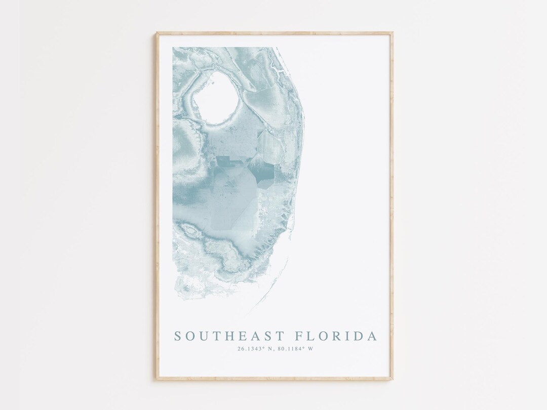 Southeast Florida Map Print, Southeast Florida Poster, Florida Map ...