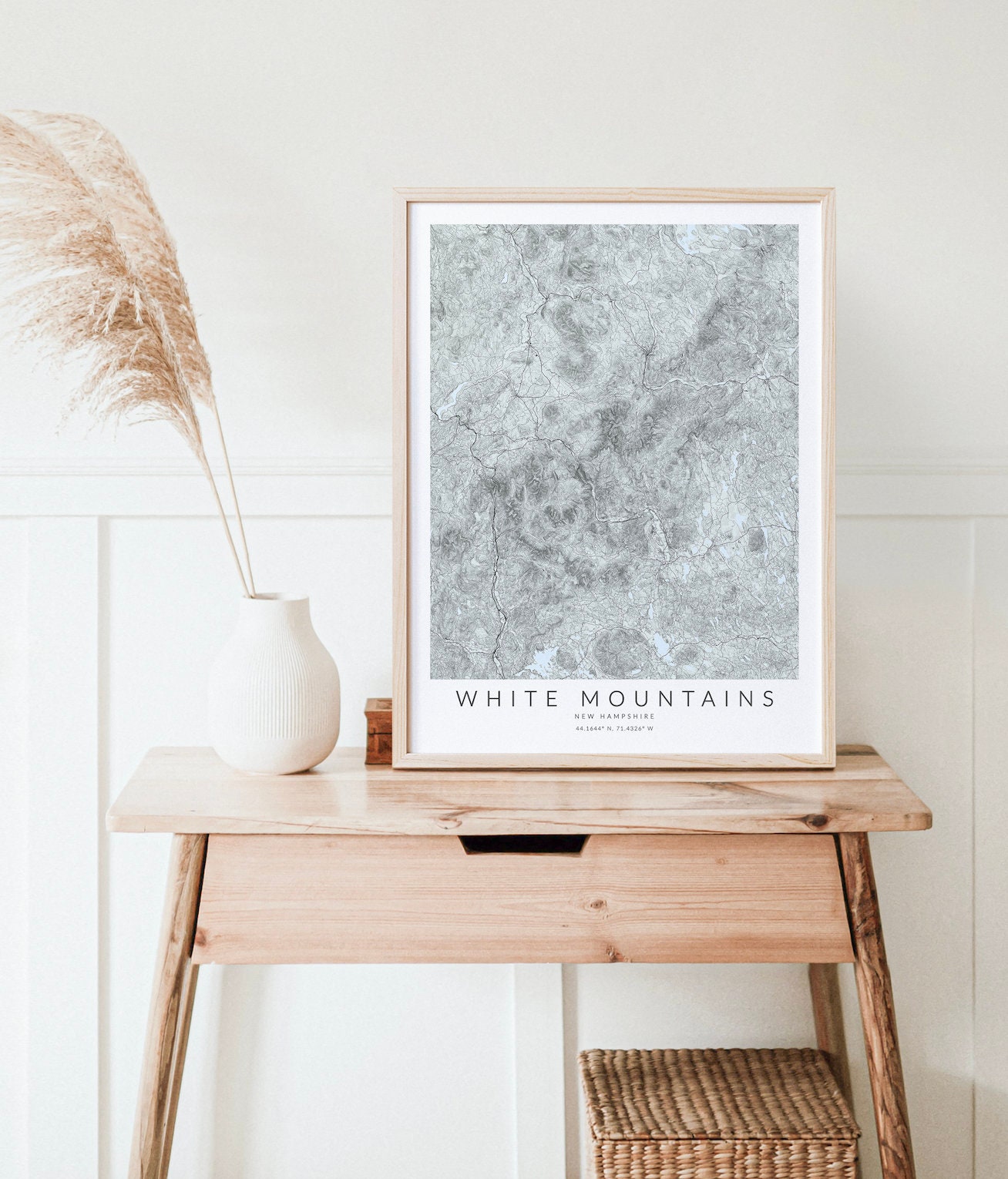 White Mountains Map Print, White Mountains New Hampshire Hiking, Hiking ...