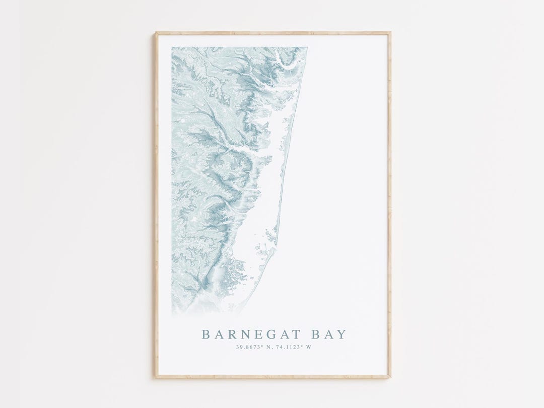 Barnegat Bay New Jersey Map Print, Map of Barnegat Bay, Barnegat Bay ...