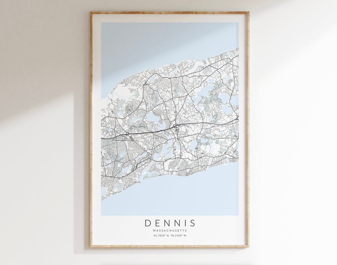 Dennis Massachusetts Map Print, Cape Cod Map Print, Dennis Cape Cod Map ...