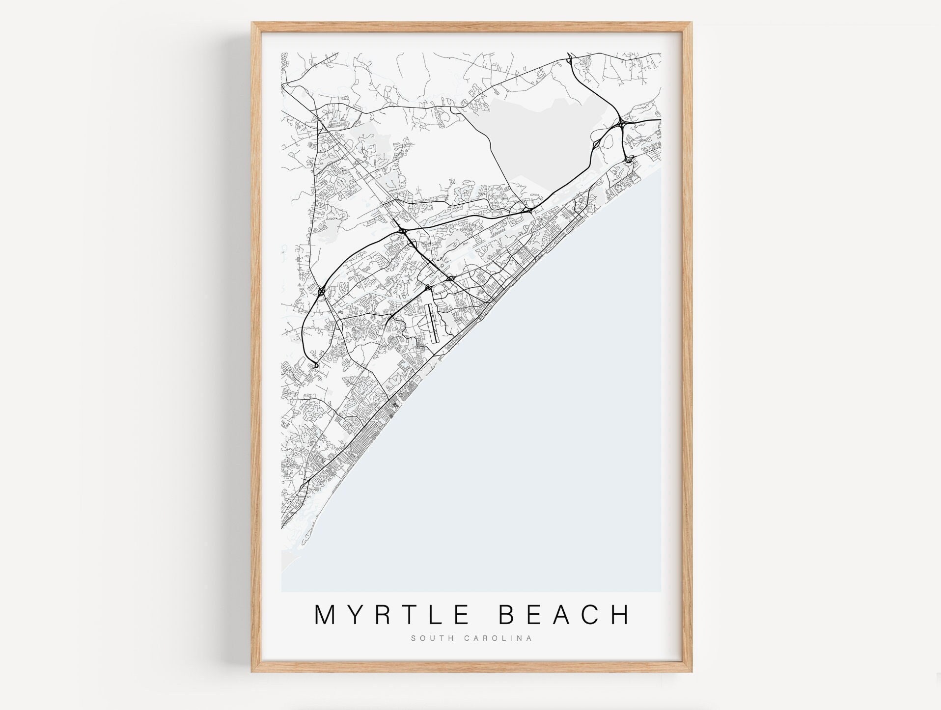Myrtle Beach Map Print, South Carolina Map Print, Myrtle Beach South ...