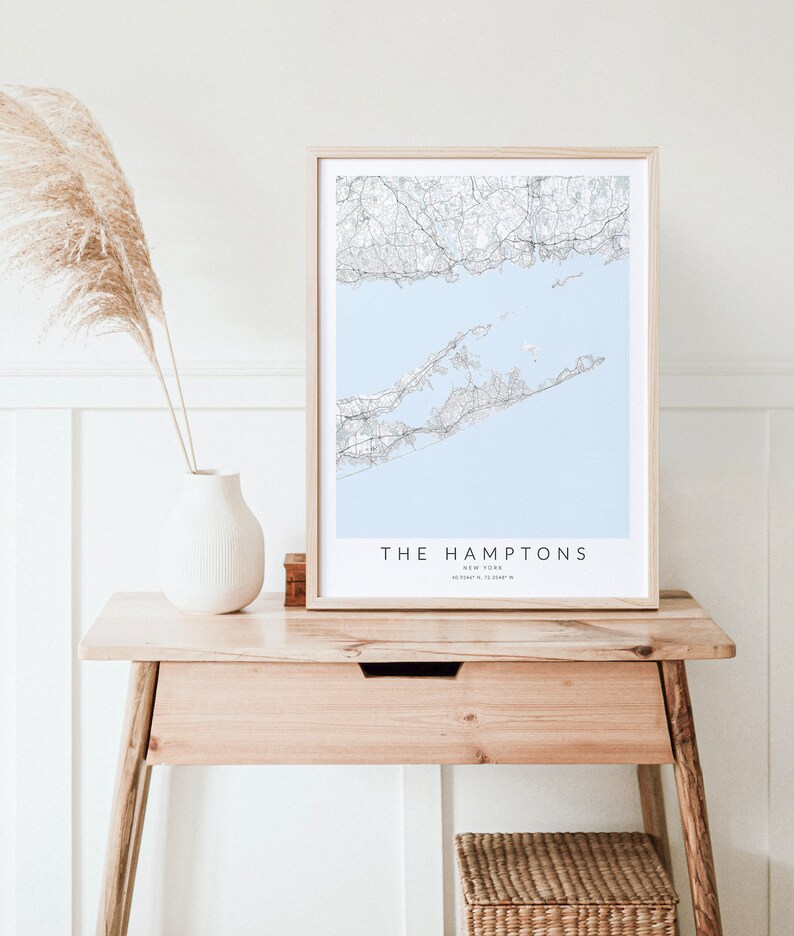 The Hamptons Map Print, Map of the Hamptons, Montauk Poster, the ...