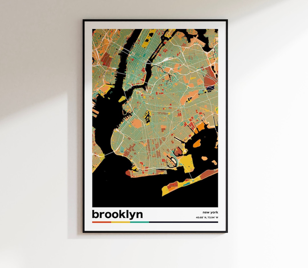 Brooklyn Map Print, Brooklyn New York Art, Brooklyn NY Print, Map of ...