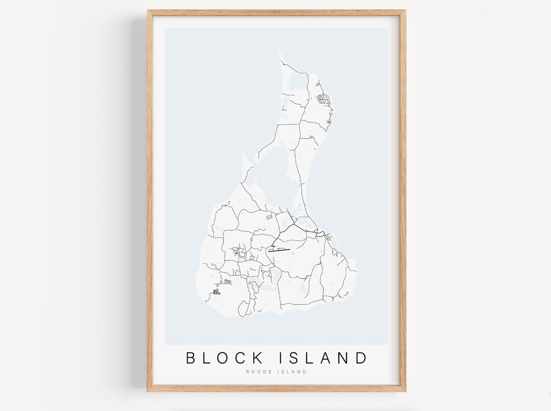 Block Island Map Print Rhode Island Map Print Block Island Rhode Island ...