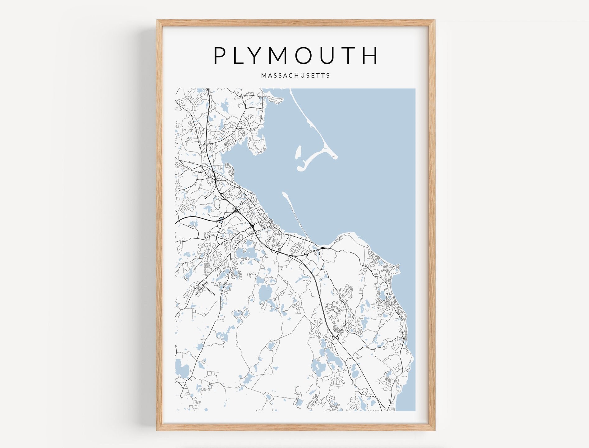 Plymouth Massachusetts Map Print, Map of Plymouth MA, Massachusetts ...