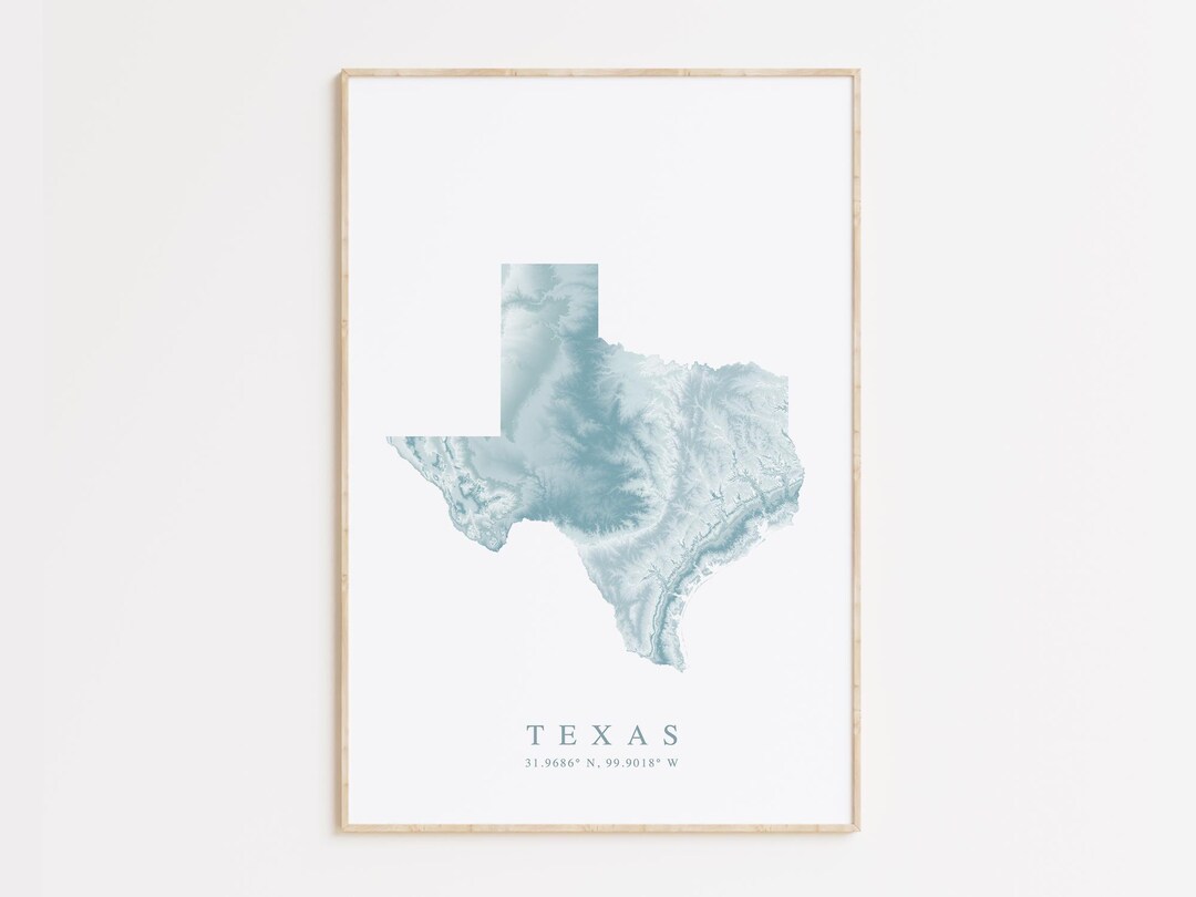 Texas State Map Print, Texas Poster, Map of Texas, Texas Gift, Texas ...