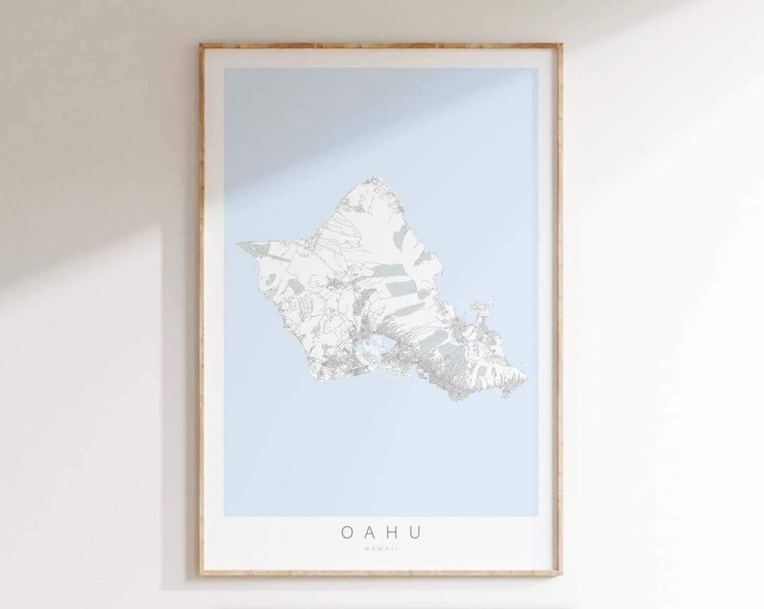 Oahu Hawaii Map Print, Hawaii Poster, Honolulu Map, Hawaiian Decor ...