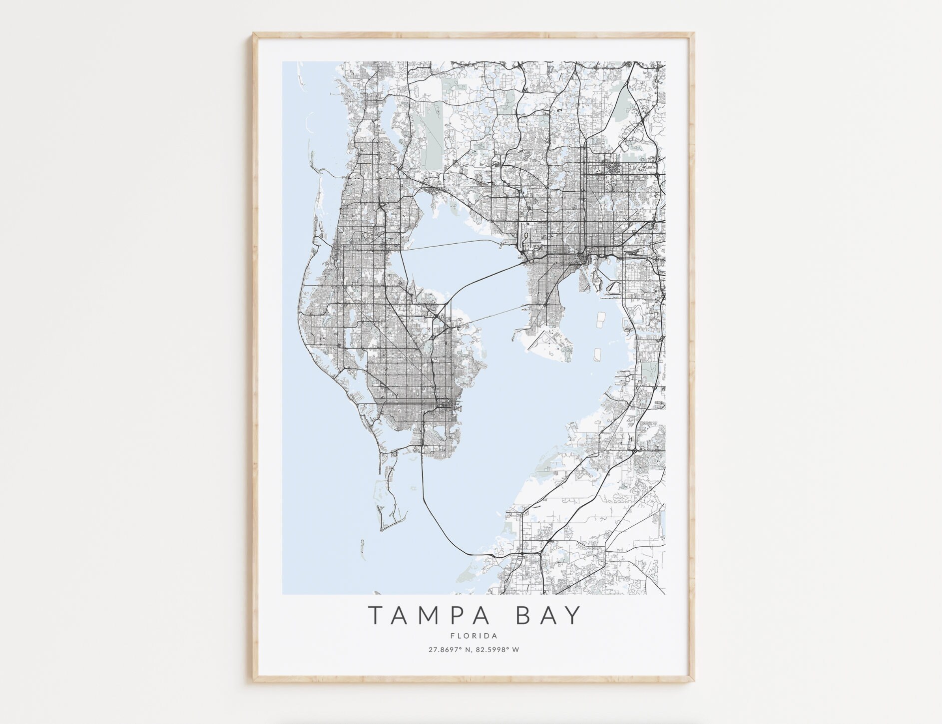 Tampa Bay Map Print Florida Art Nautical Decor Tampa Bay - Etsy