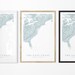 East Coast Map Print, United States Poster, Coastal Print, Blue Wall ...