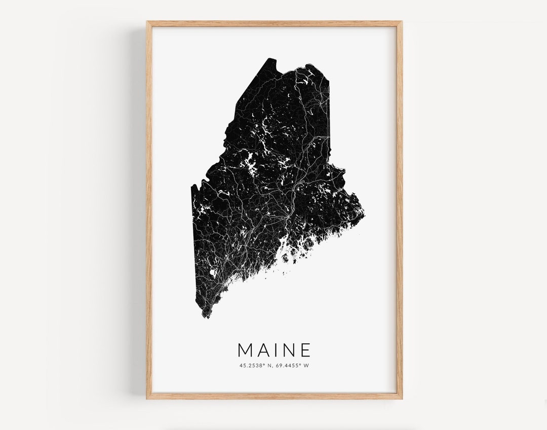 Maine Map Print, Maine Map Poster, Maine Gift, Minimalist Map, Maine ...