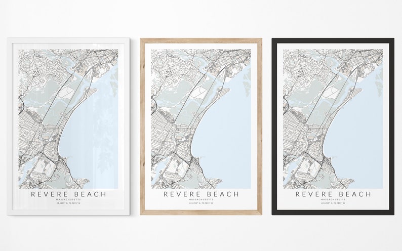 Revere Beach Map Print, Revere Beach Poster, Revere Massachusetts ...