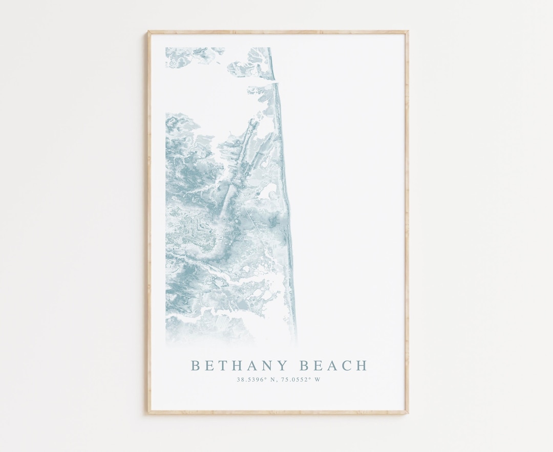 Bethany Beach Map Print, Map of Bethany Beach Delaware, Bethany Beach ...