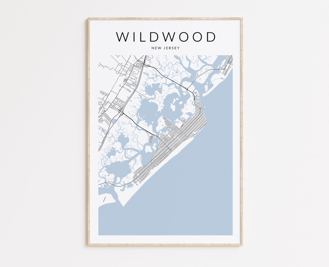 Wildwood New Jersey Map Print, Map of Wildwood, Wildwood Gift, New ...