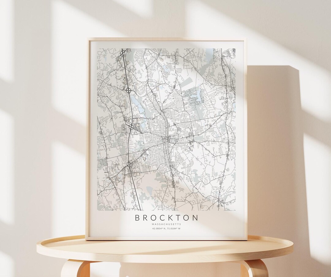 Brockton Massachusetts Map Print, Map of Brockton MA, Massachusetts ...