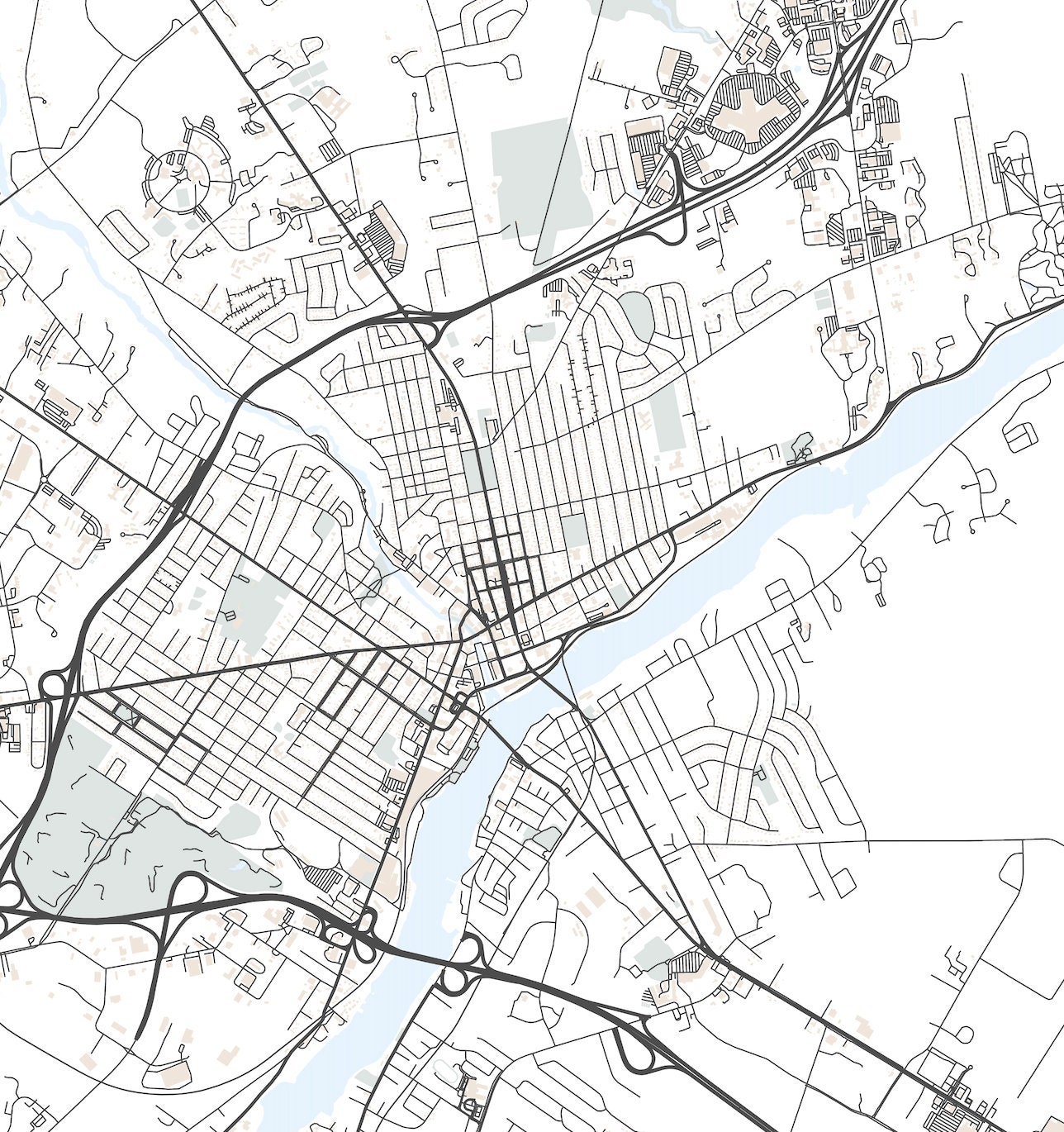 Bangor Maine Map Print, Bangor Poster, Map of Bangor, Maine Wall Art ...