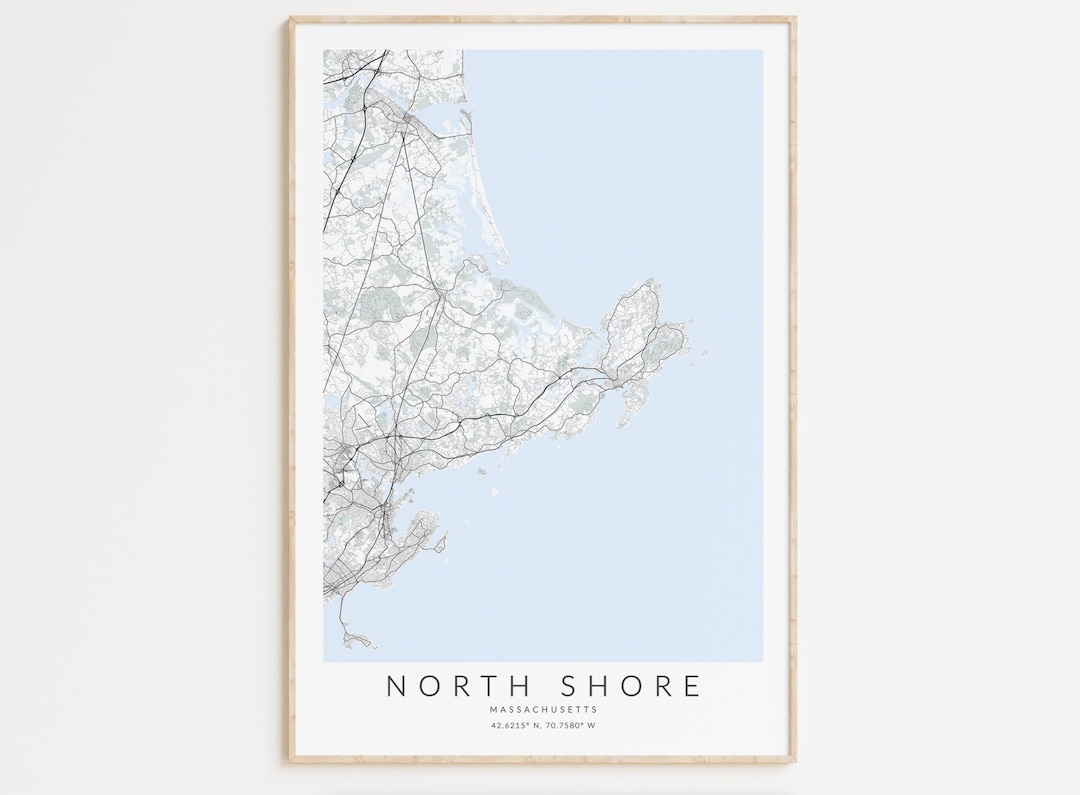 North Shore Massachusetts Map Print, Boston Map Print, Gloucester ...