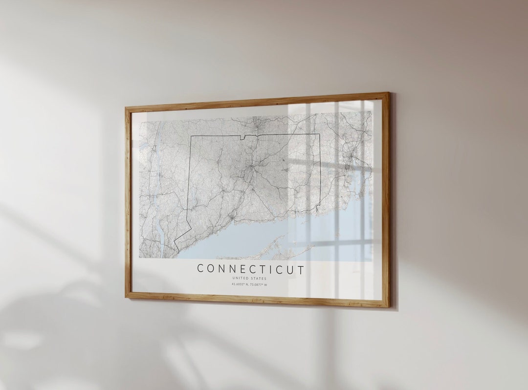 Connecticut Map Print Connecticut Poster Hartford Poster - Etsy