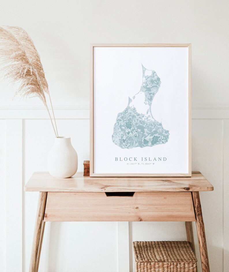 Block Island Map Print, Block Island Rhode Island, Block Island Gift ...