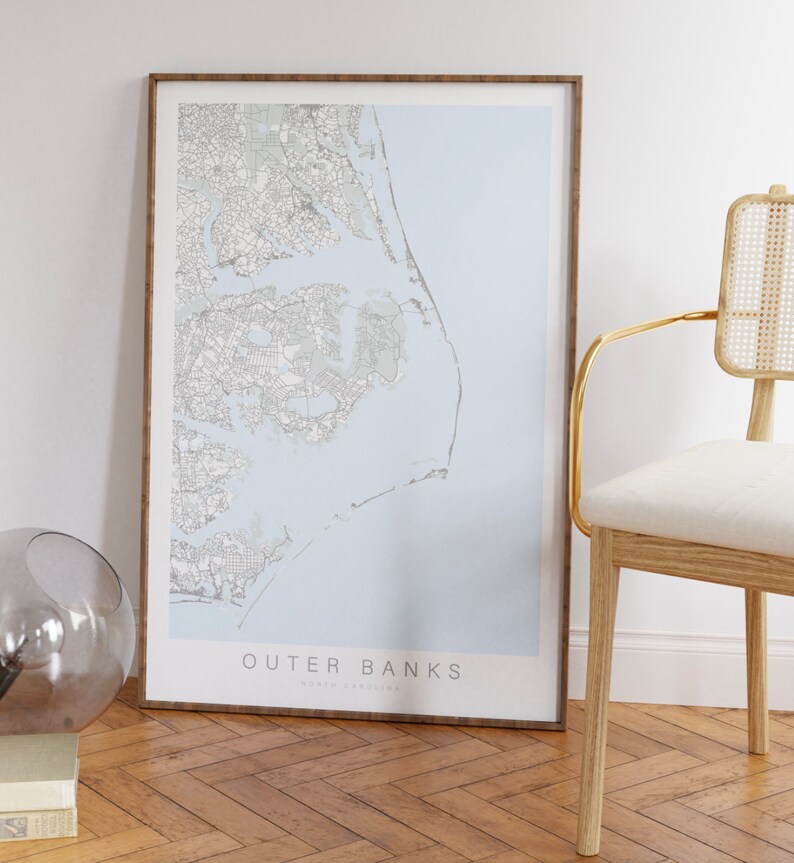 Outer Banks Map Print, North Carolina Map Print, Outer Banks North ...