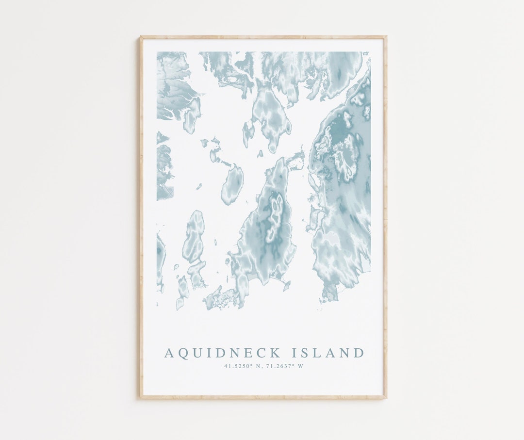 Aquidneck Island Map Print, Narragansett Poster, Rhode Island Poster ...