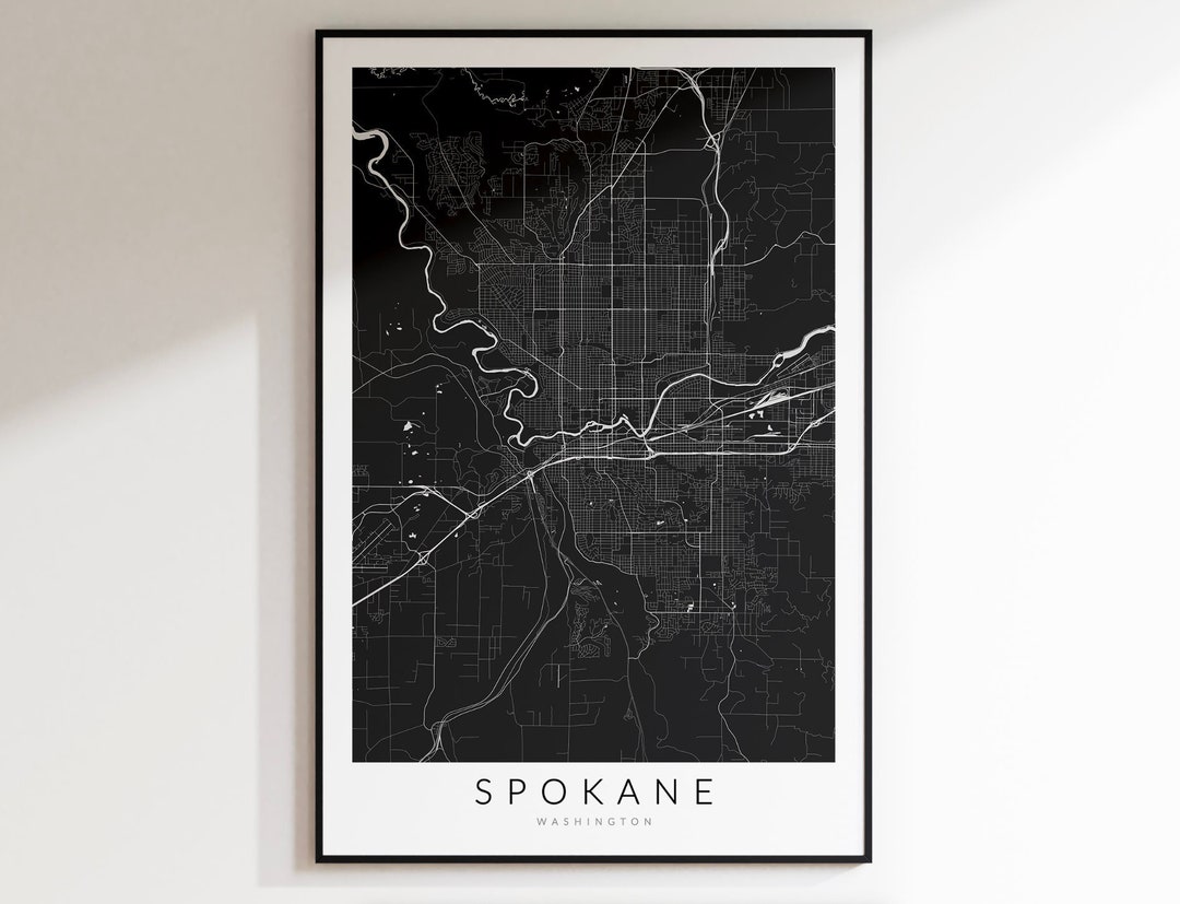 Spokane Map Print, Spokane Washington Art, Minimalist Map, Washington ...