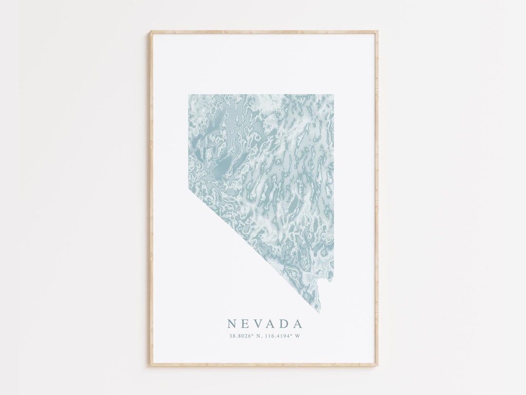 Nevada State Map Print, Nevada Poster, Map of Nevada, Nevada Gift, Las ...