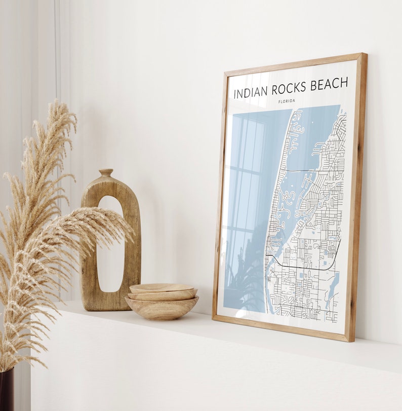 Indian Rocks Beach Map Print, Florida Map Print, Indian Rocks Beach ...