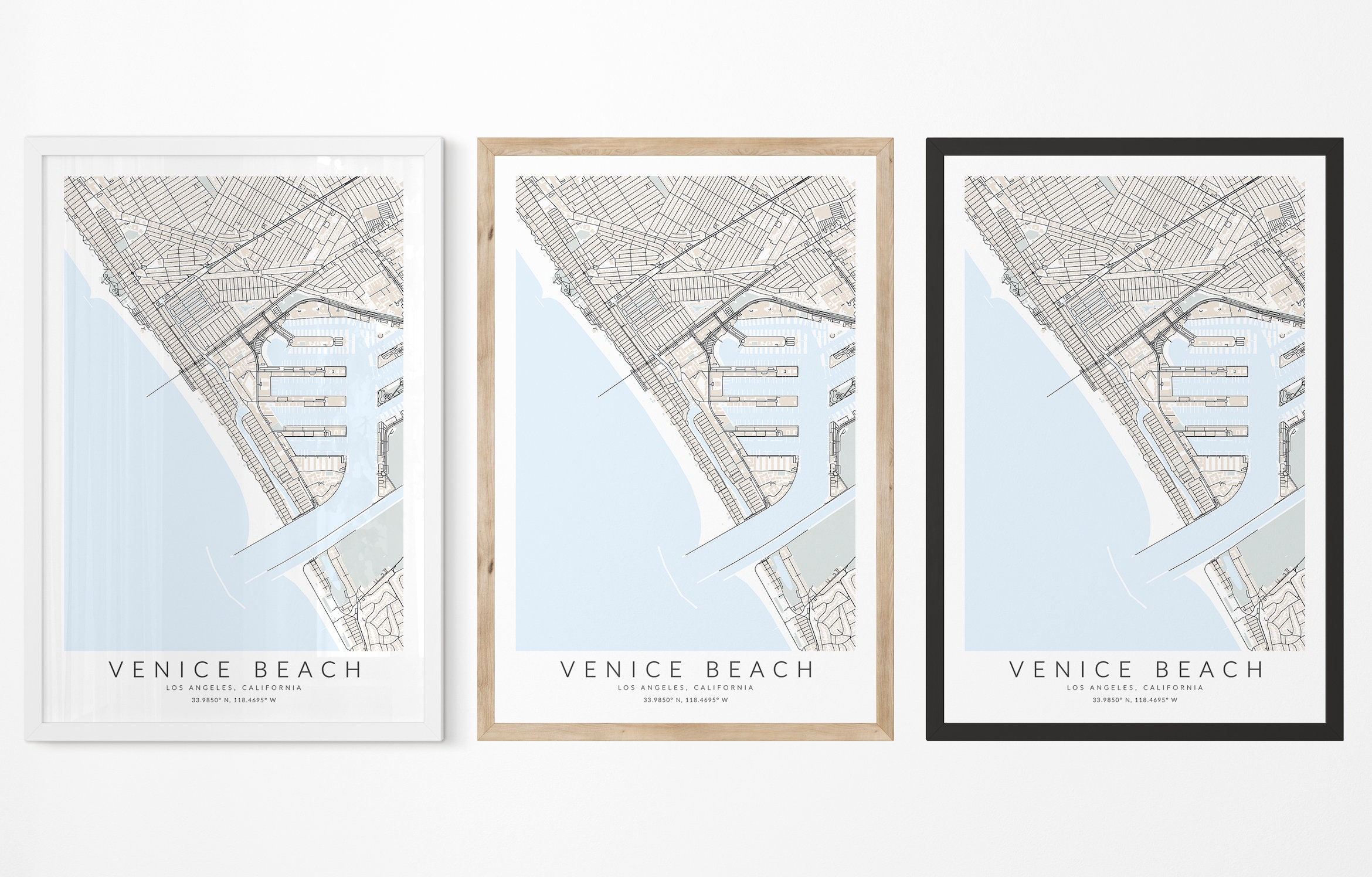 Venice Beach Map Print, Venice Beach California Poster, Los Angeles ...