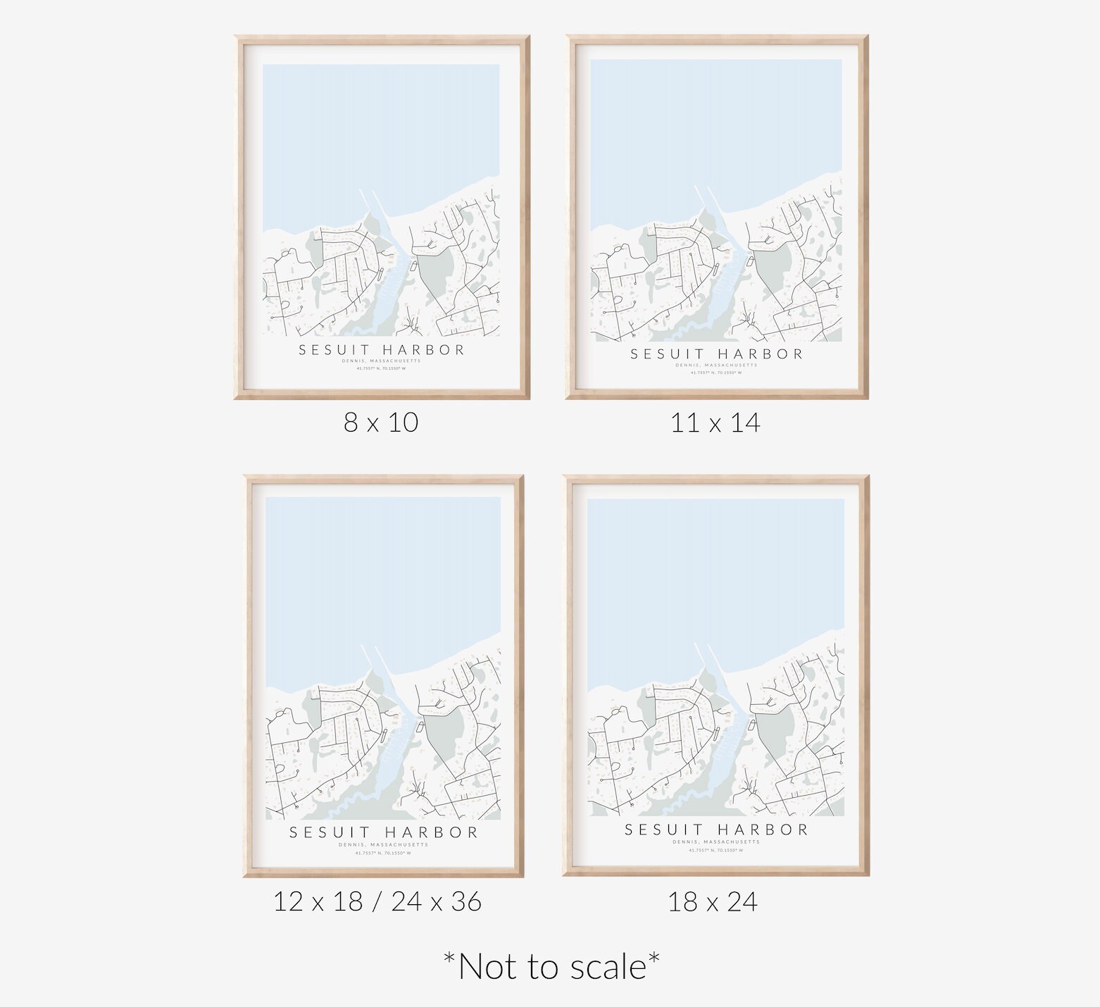 Sesuit Harbor Map Print, Cape Cod Map Print, Dennis Massachusetts Poster, Sesuit Harbor Cape Cod ...