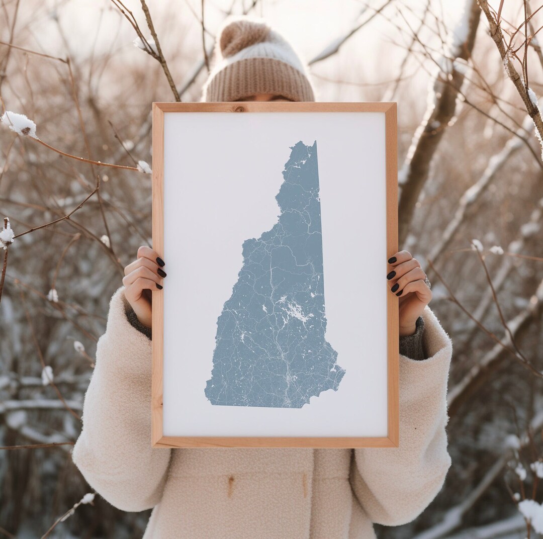 New Hampshire Map Print, New Hampshire Poster, New Hampshire State Map ...