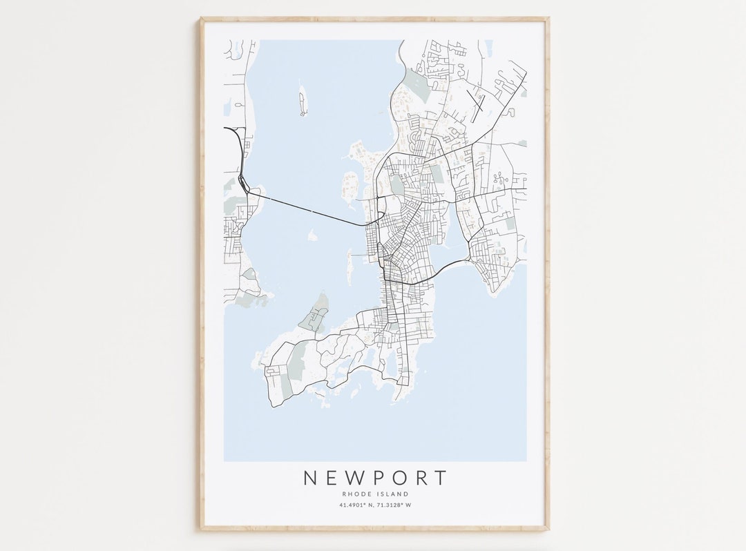 Newport Rhode Island Map Print, New Port Poster, Newport Wall Art ...