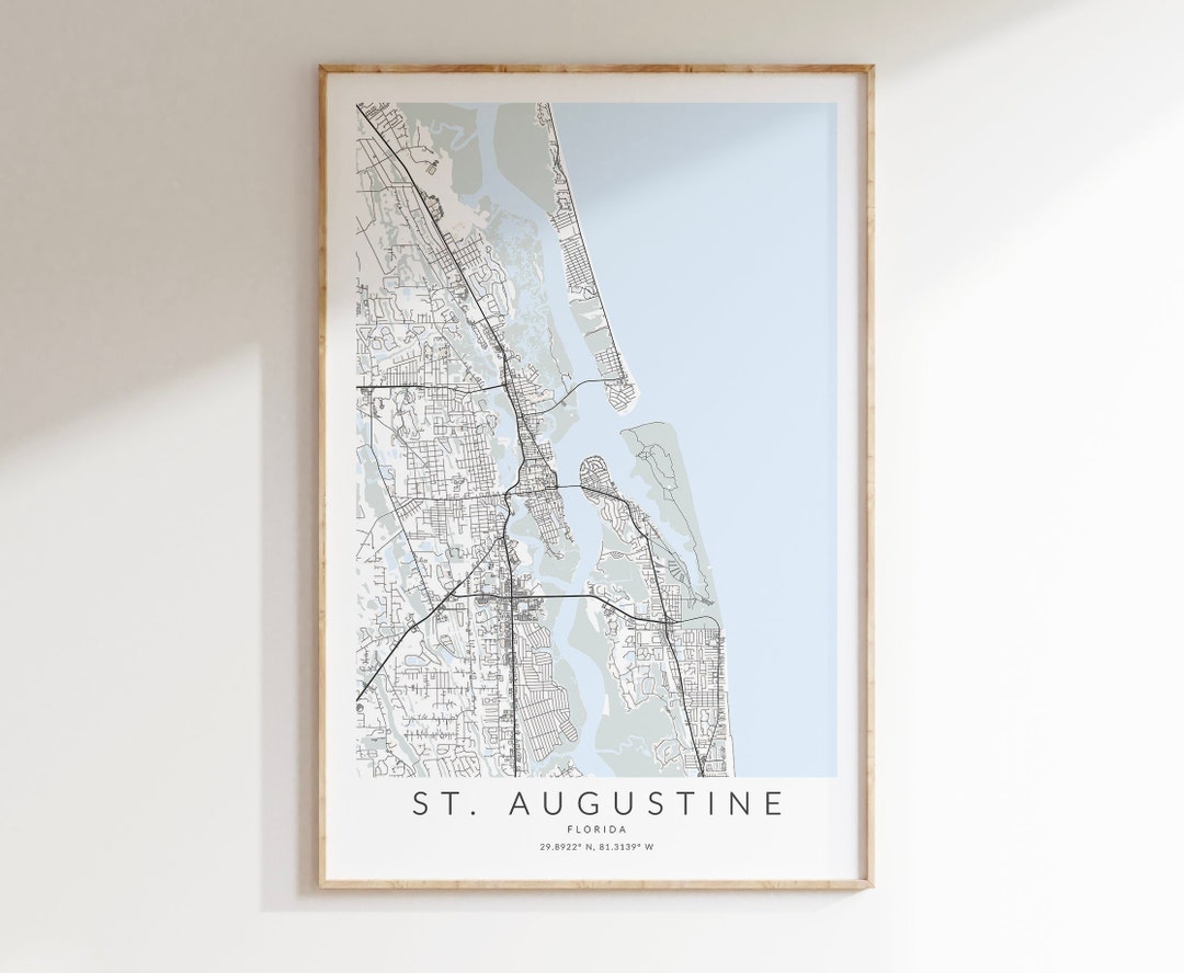 St Augustine Florida Map Print, Map of St Augustine, St Augustine ...
