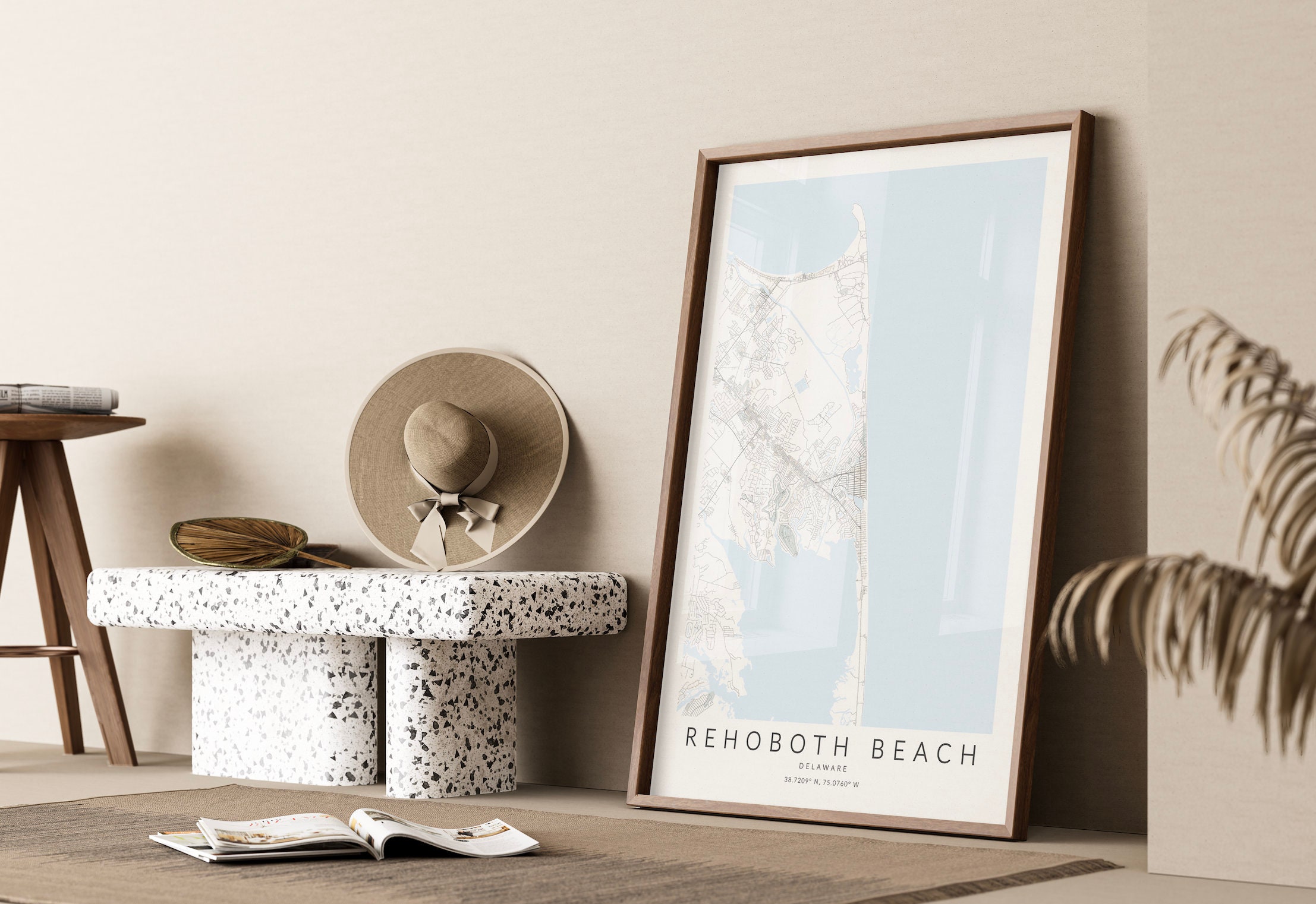 Rehoboth Beach Map Print, Delaware Map Print, Rehoboth Beach Poster ...