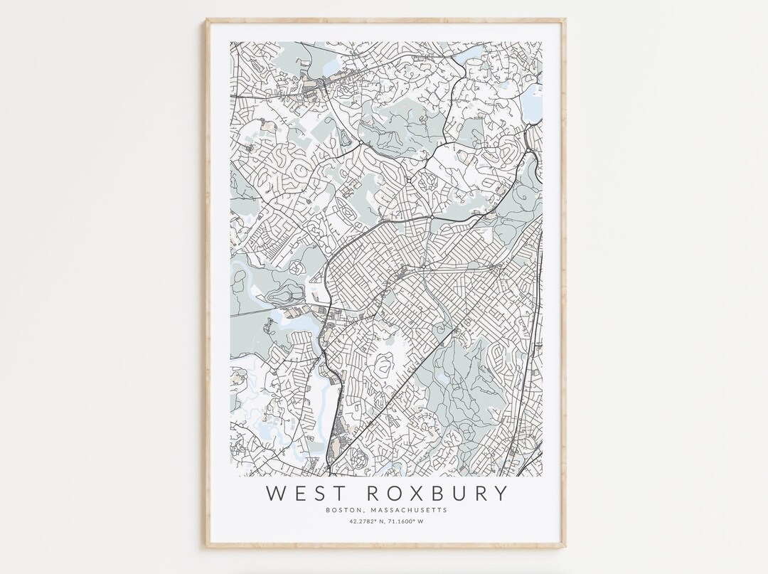 West Roxbury Map Print, West Roxbury Massachusetts Map, Boston ...