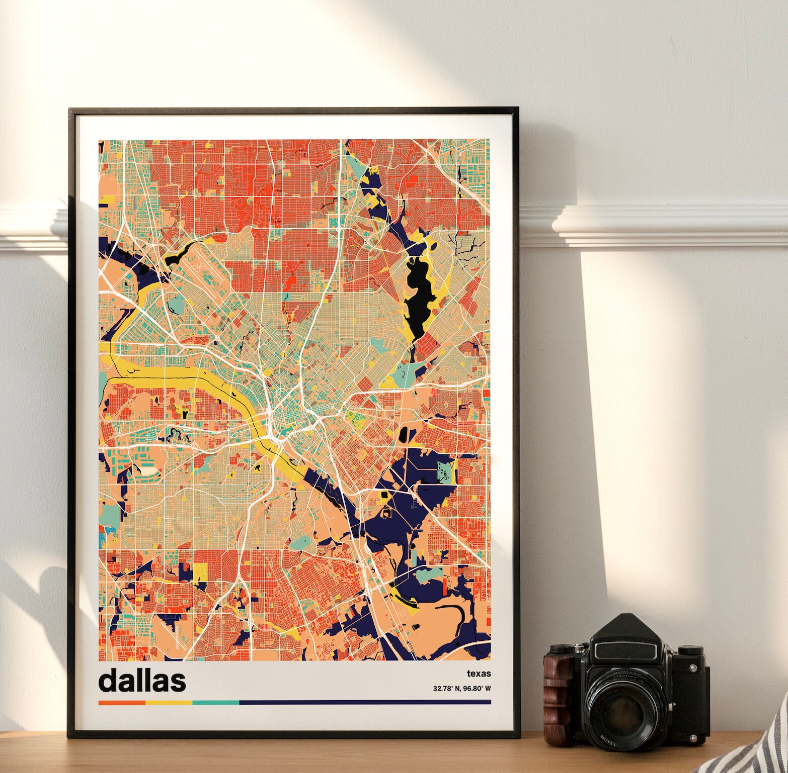 Dallas Map Print, Retro Dallas Poster, Retro Wall Decor, Dallas Texas ...
