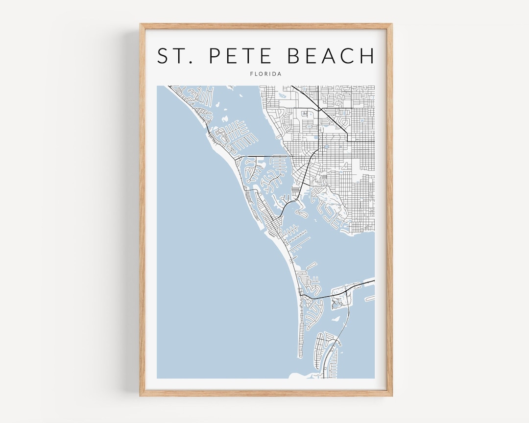 St. Pete Beach Map Print, Florida Map Print, St Pete Beach Florida Poster, St. Pete Beach Decor ...
