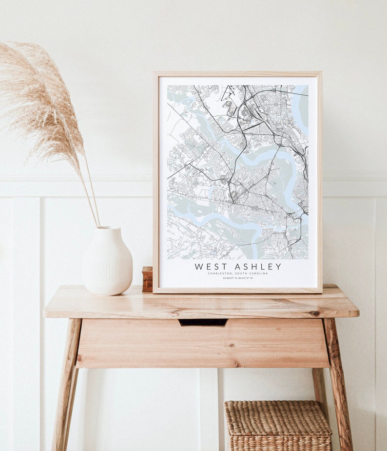 West Ashley South Carolina Map Print, Map of West Ashley, Charleston ...