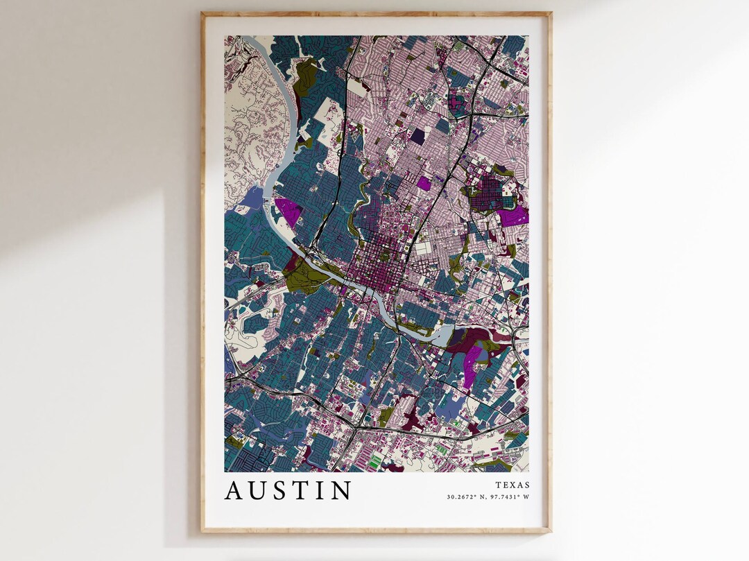 Austin Map Print, Austin Texas Poster, Austin Wall Art, Austin Texas ...