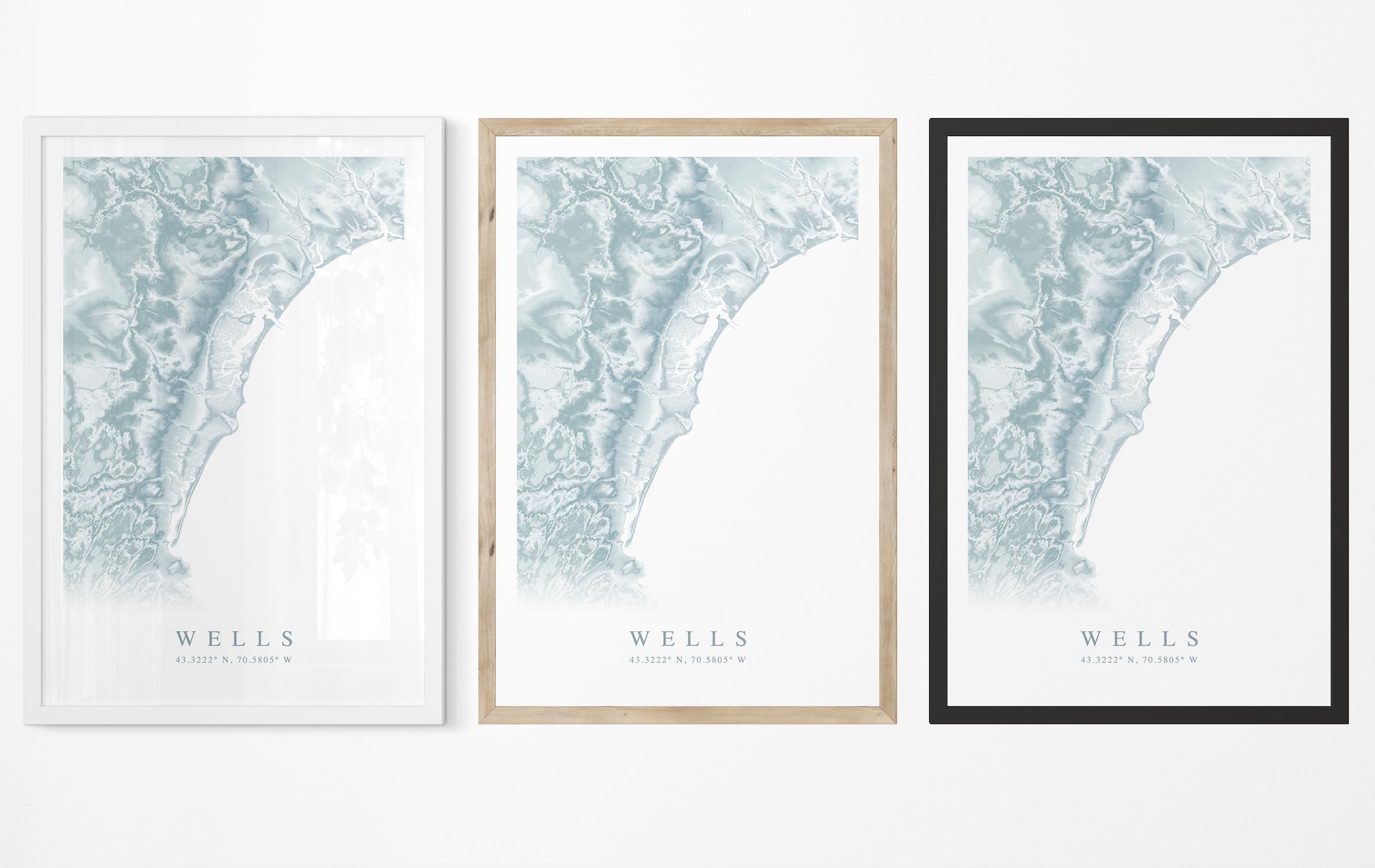 Wells Maine Map Print, Map of Wells Maine, Maine Beach Home Gift, Maine ...