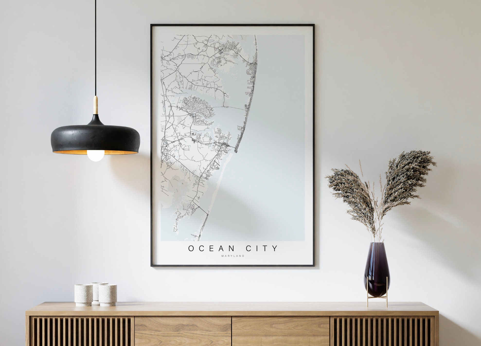 Ocean City Maryland Map Print, Map of Ocean City, Ocean City MD Art ...