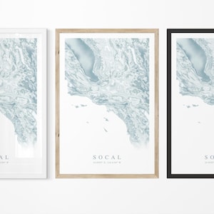 Southern California Map Print, Map of Socal, Beach Home Gift ...