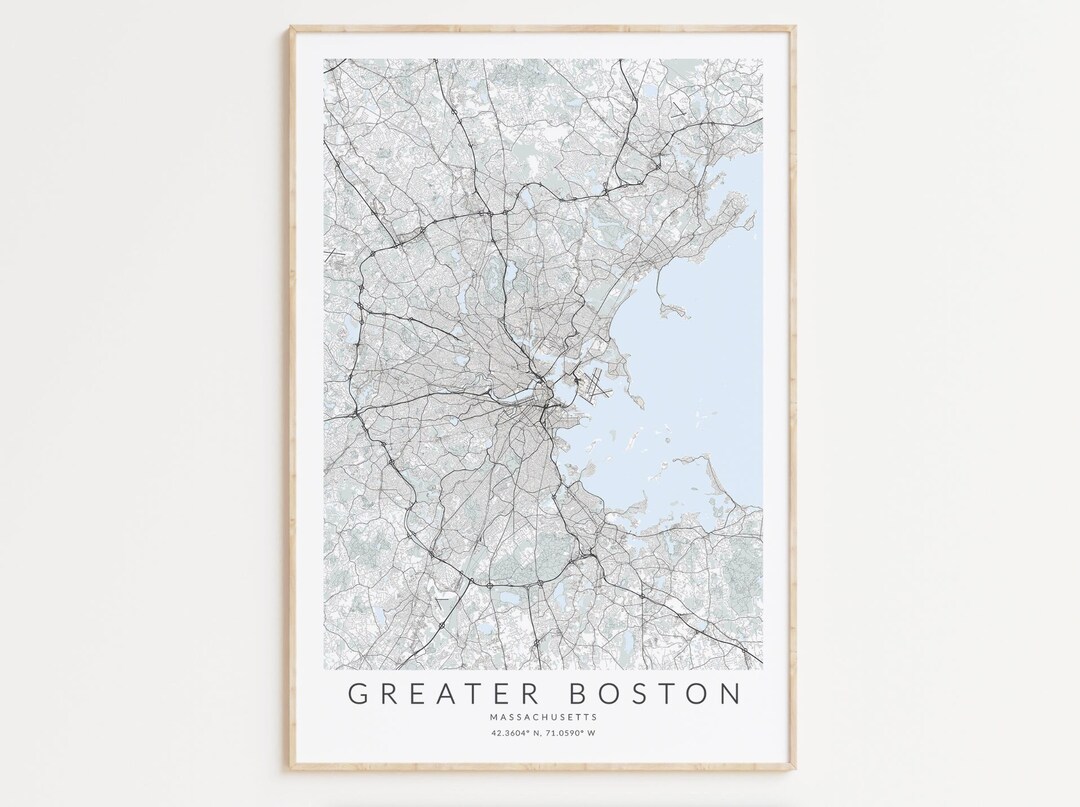 Greater Boston Map Print, Boston Massachusetts Map, Boston Map Poster ...