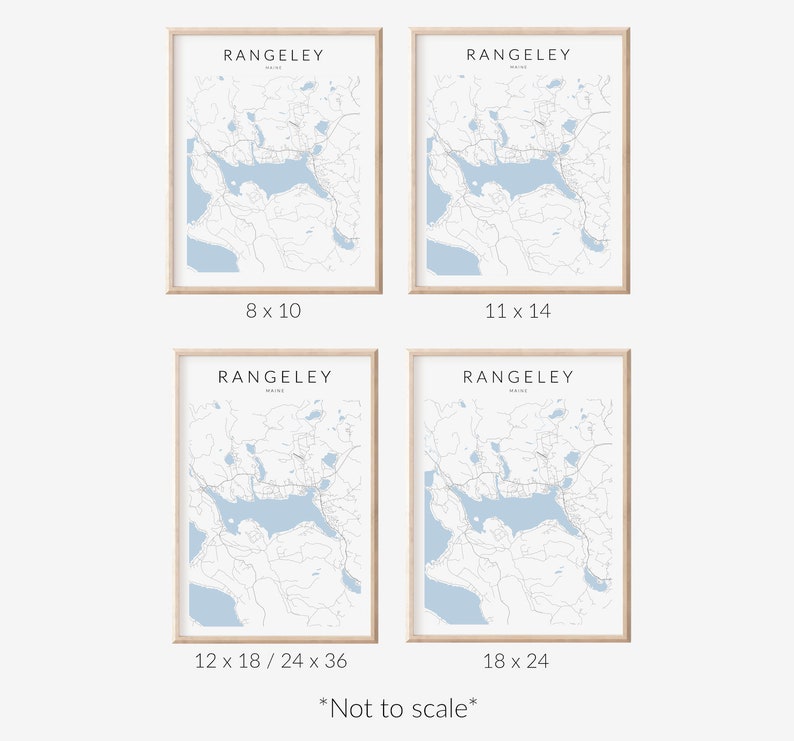 Rangeley Maine Map Print, Map of Rangeley, Rangeley Lake Maine Map ...