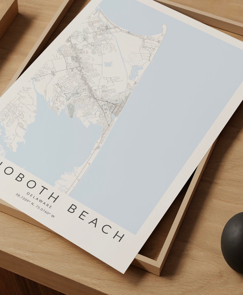 Rehoboth Beach Map Print, Delaware Map Print, Rehoboth Beach Poster ...