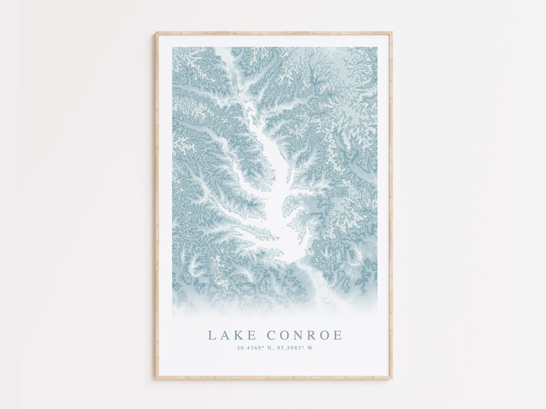 Lake Conroe Map Print, Map of Lake Conroe Texas, Lake Conroe Gift ...