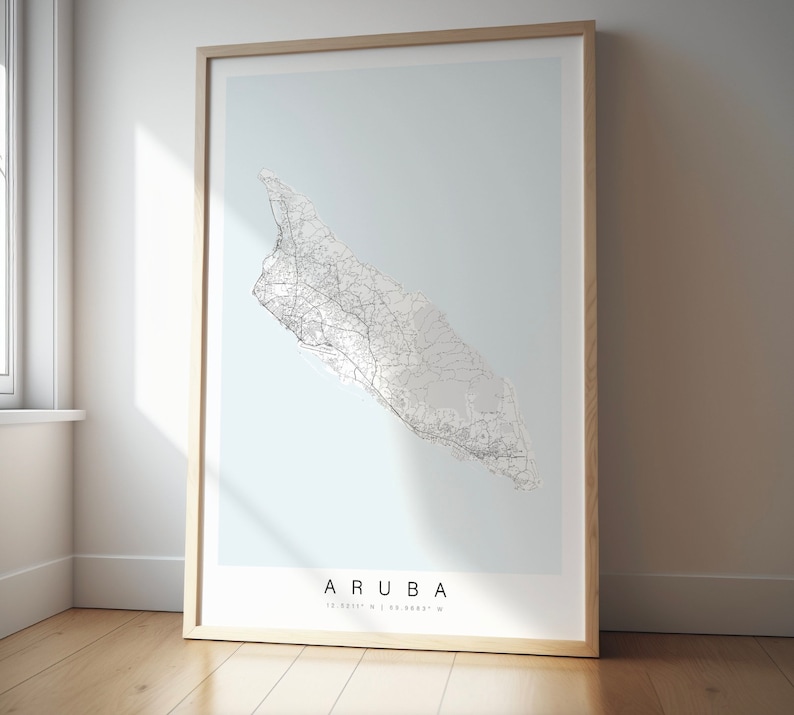 Aruba Map Print, Aruba Wall Art, Island Map Decor, Coastal Wall Decor ...