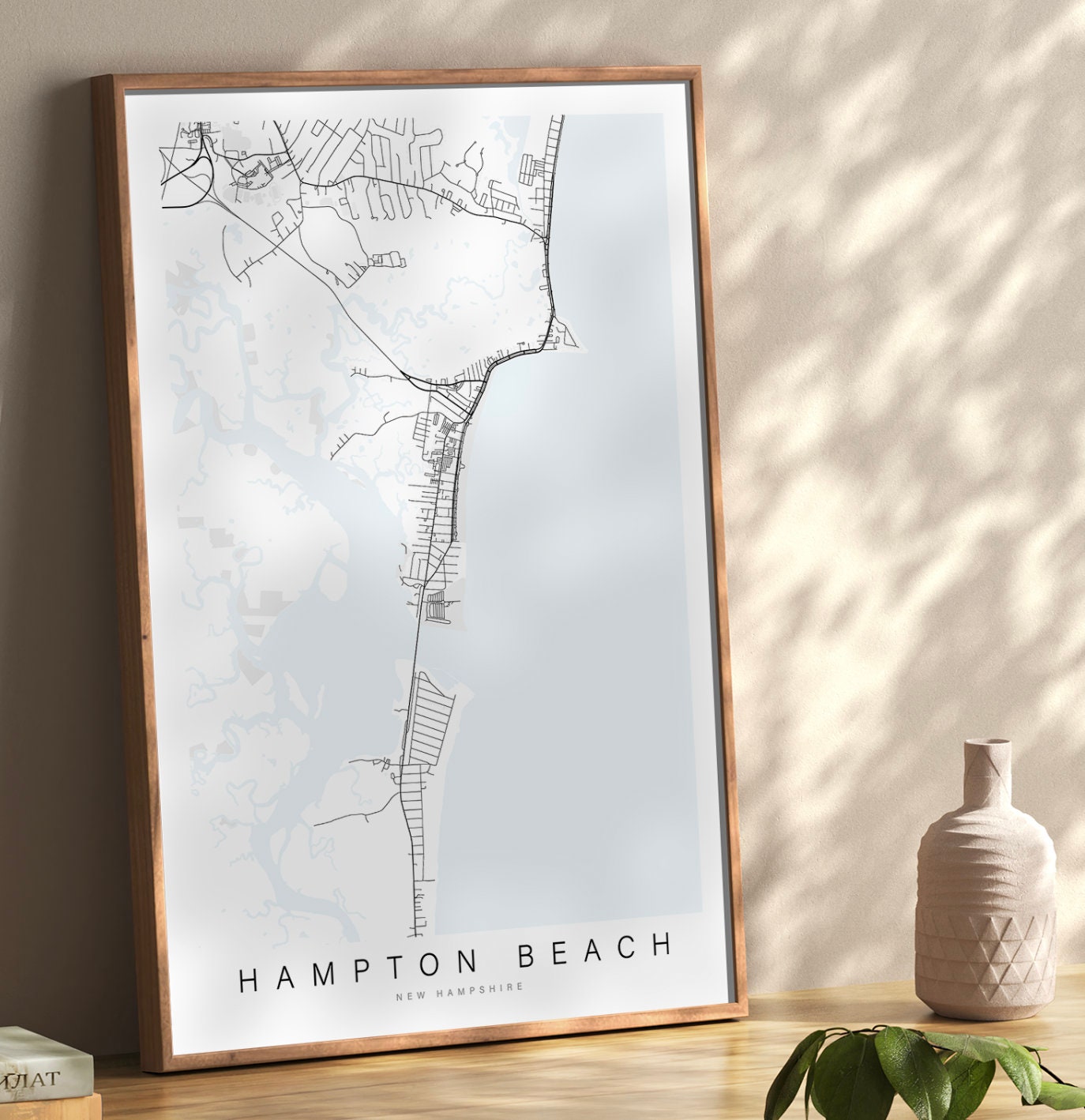 Hampton Beach Map Print Hampton Beach New Hampshire Coastal - Etsy