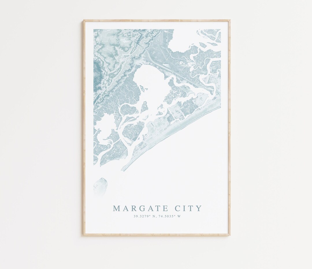 Margate City Jersey Map Print, Map of Margate City, Margate City Gift ...
