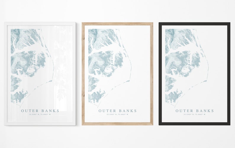 Outer Banks Map Print, Outer Banks Poster, North Carolina Map Poster ...